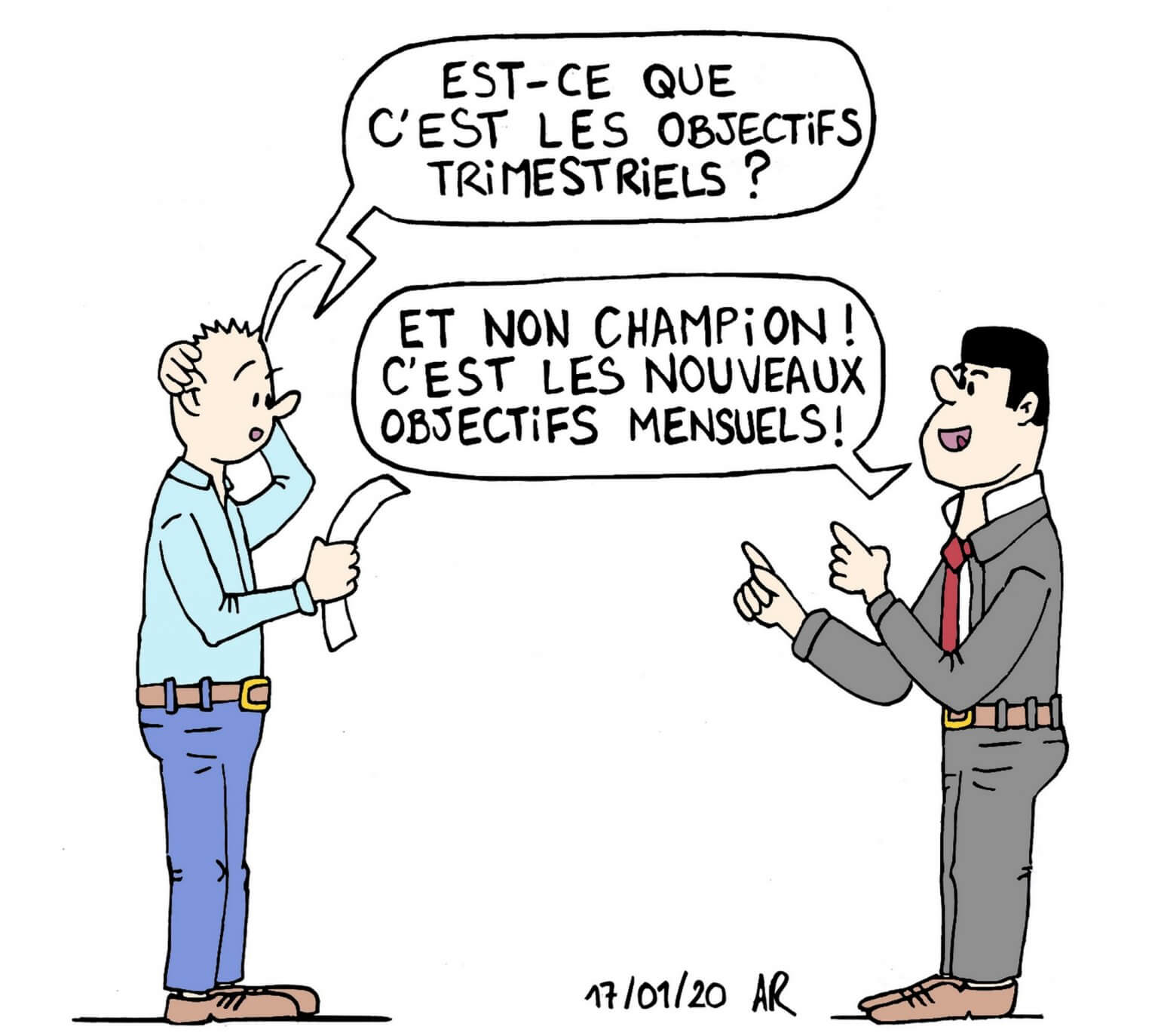 Les objectifs commerciaux avec une blague drôle - Dessin-humoristique