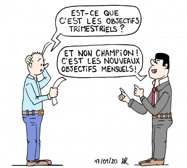 Les objectifs commerciaux avec une blague drôle - Dessin-humoristique