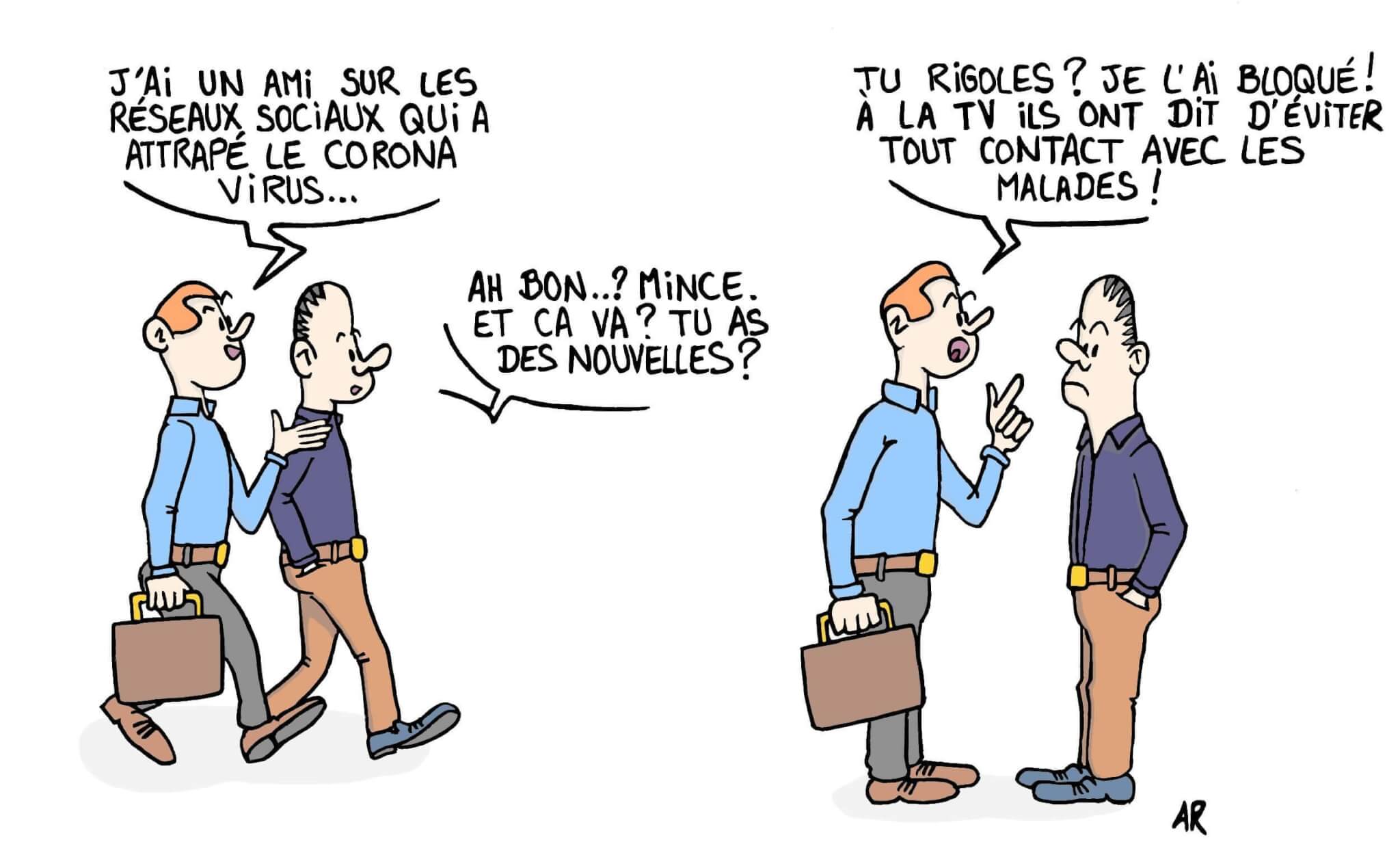 Blague et image sur le Corona Virus - Contagion - Dessin-humoristique