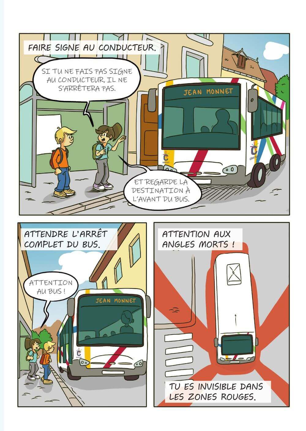 Flyer BD pédagogique pour prendre le bus | Book illustrateur BD